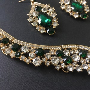 Emerald Green Necklace, Crystal Bridal Necklace, Formal Evening ...
