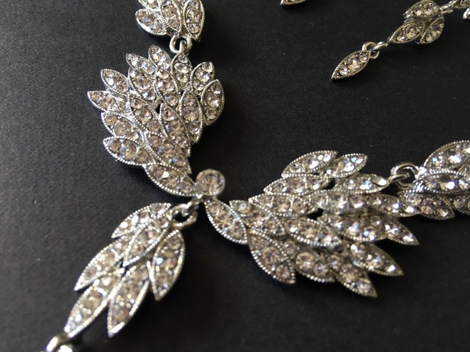 SALE Silver necklace rhinestone crystal necklace wedding | Etsy