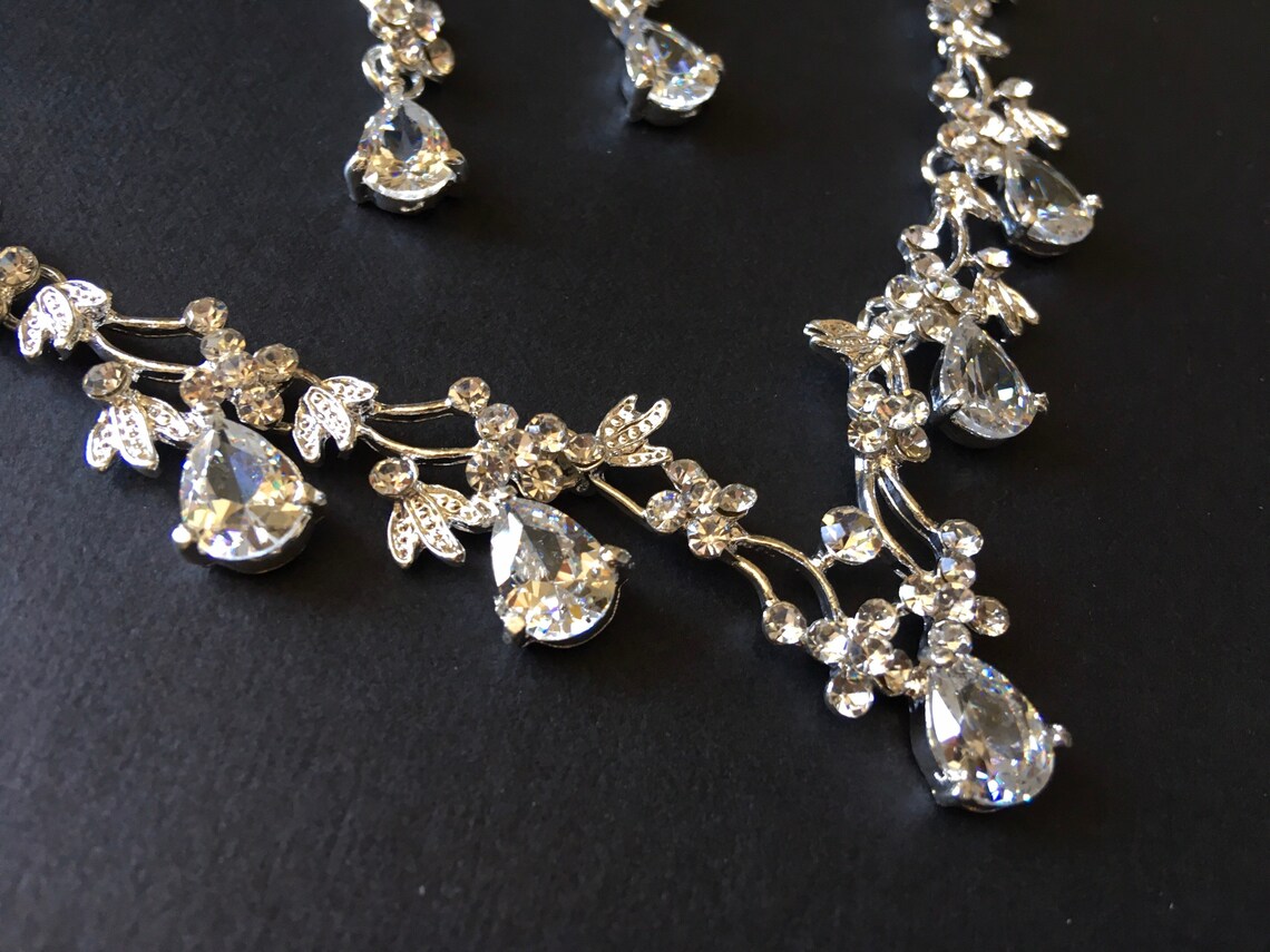 Romantic Necklace Rhinestone Necklace Crystal Necklace - Etsy