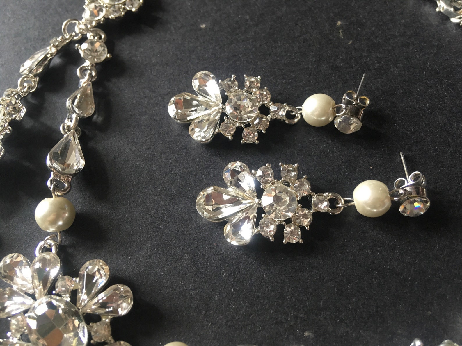 SALE Bridal Rhinestone Necklace Jewelry Set Bridal - Etsy