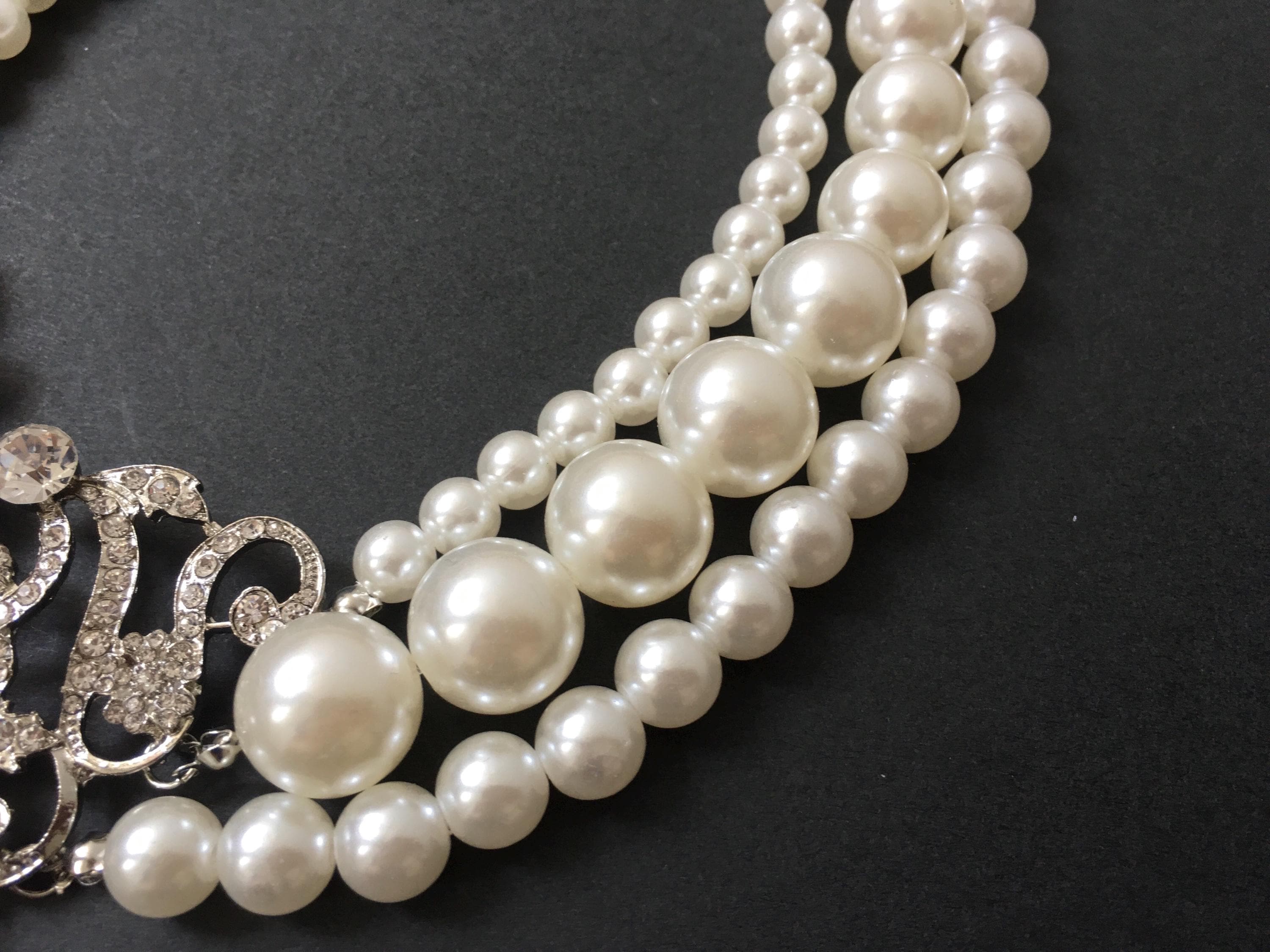 Pearl Necklace, Bridal Jewelry, 1920s Wedding Gatsby Flapper Necklace ...