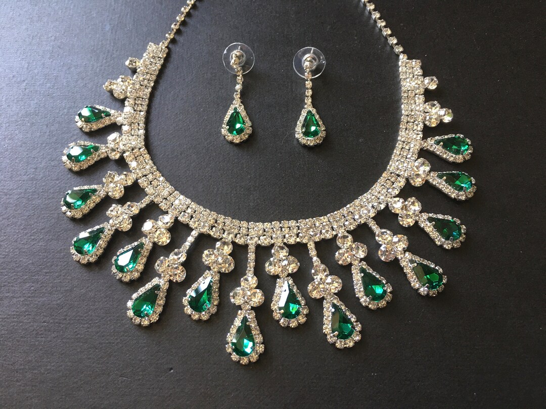 Emerald Jewelry Set, Birthstone Necklace, Wedding Set, Grandma Gift for ...