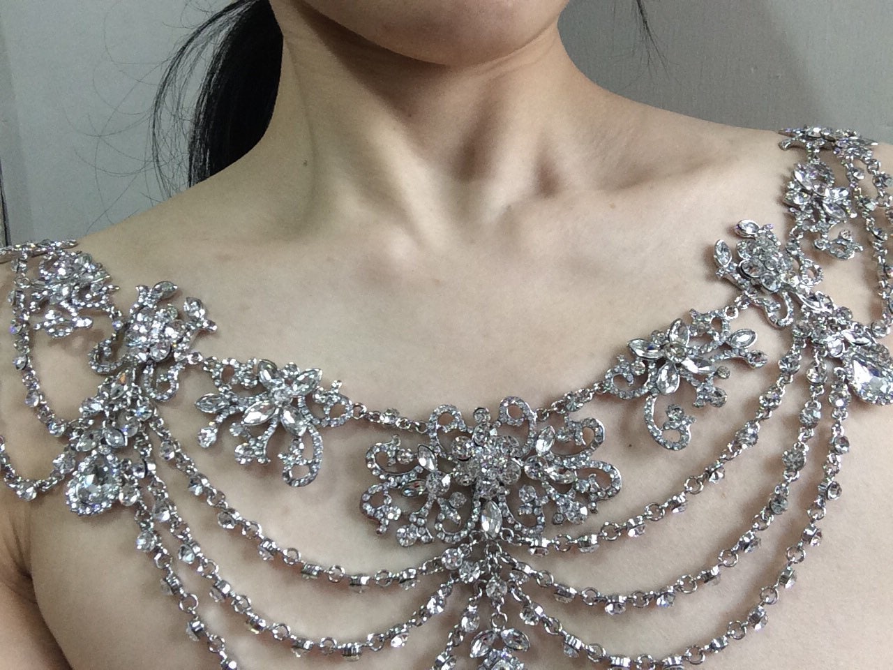 Wedding Necklace, Shoulder Necklace, Art Deco Jewelry, Crystal Bridal ...