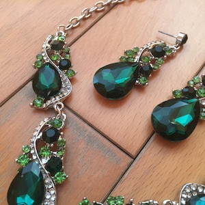 Emerald Green Jewellery, Crystal Bridal Set, Wedding Necklace, Wedding ...
