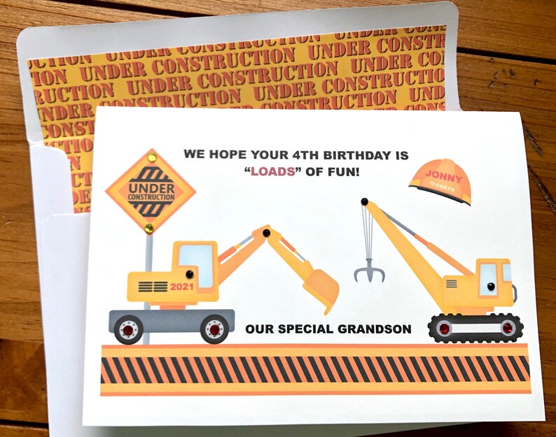 Construction Birthday Card-son-grandson-nephew-godson-girl-boy ...