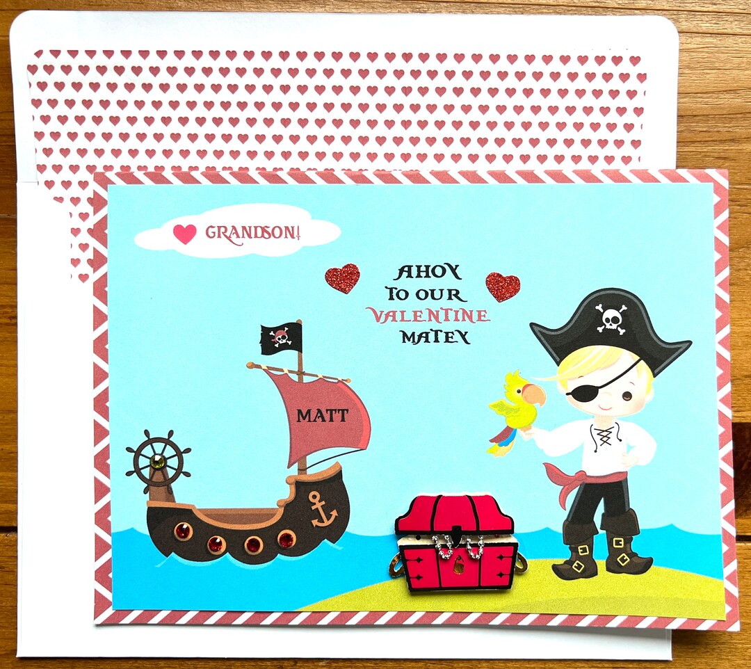 Valentine Pirate Card-personalized-son-grandson-godson-any Boy - Etsy