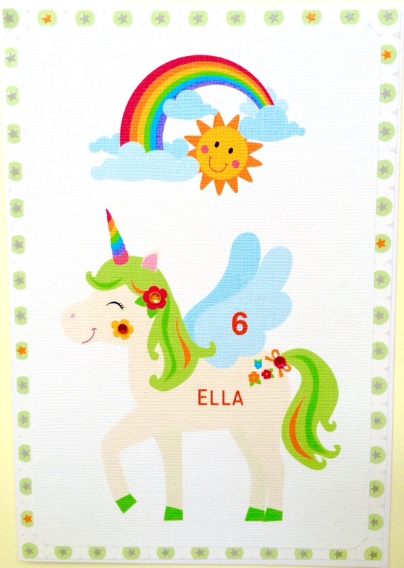 Unicorn Birthday Card-Personalized With First Name Year And | Etsy