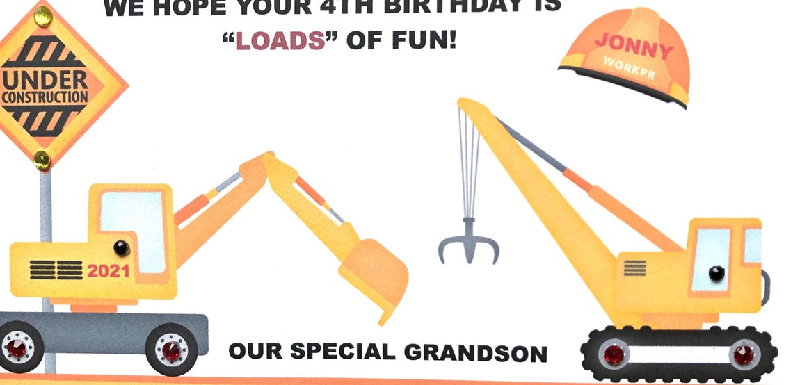 Construction Birthday Card-son-grandson-nephew-godson-girl-boy ...