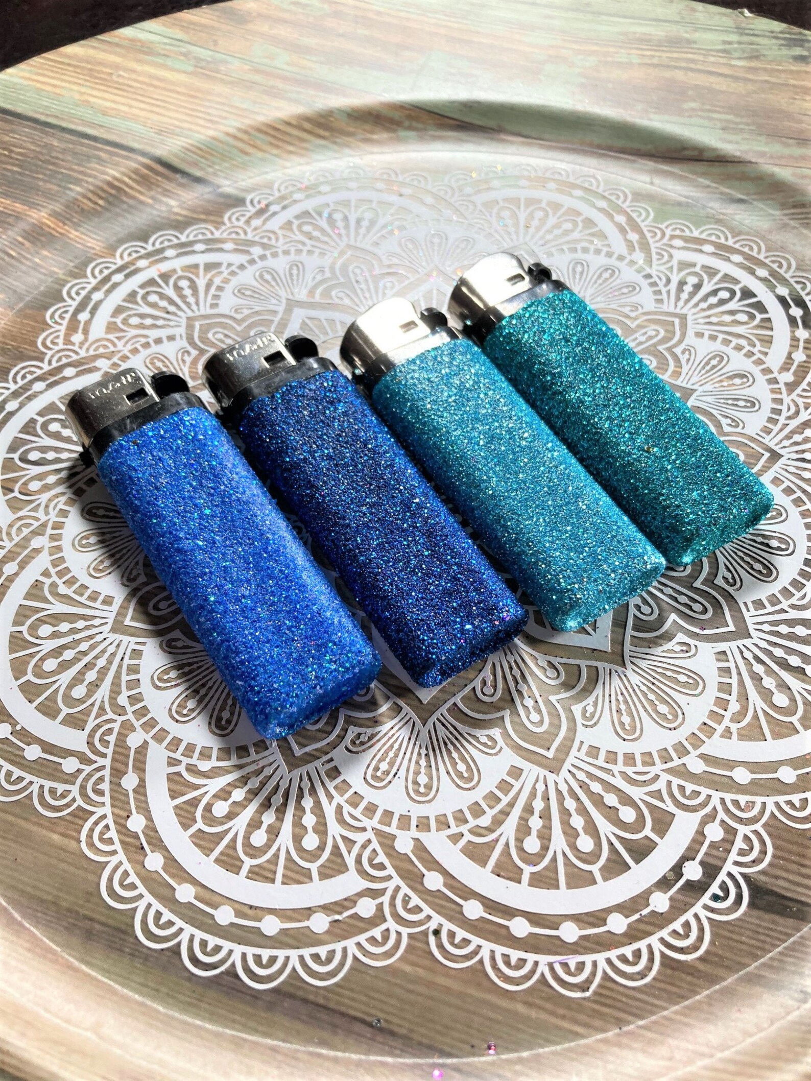 Blue Glitter Lighters Glam Lighter Set Fun Disposable - Etsy