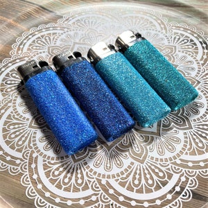 Blue Glitter Lighters, Glam Lighter Set, Fun Disposable Lighters, Gift ...