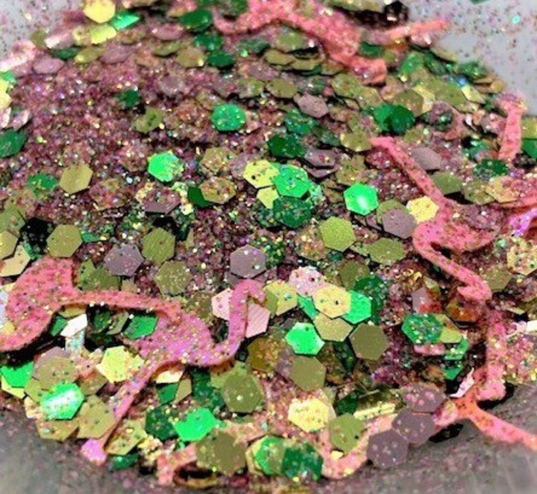 Miami Vibes Glitter Mix: Flamingo Confetti, Pink & Green Craft Glitter ...