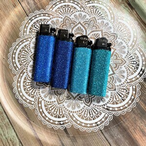 Blue Glitter Lighters, Glam Lighter Set, Fun Disposable Lighters, Gift ...