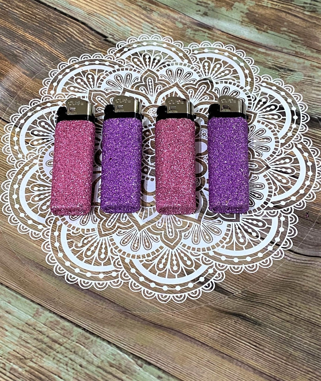 Pink and Purple Glitter Lighters, Glam Lighter Set, Decorated ...