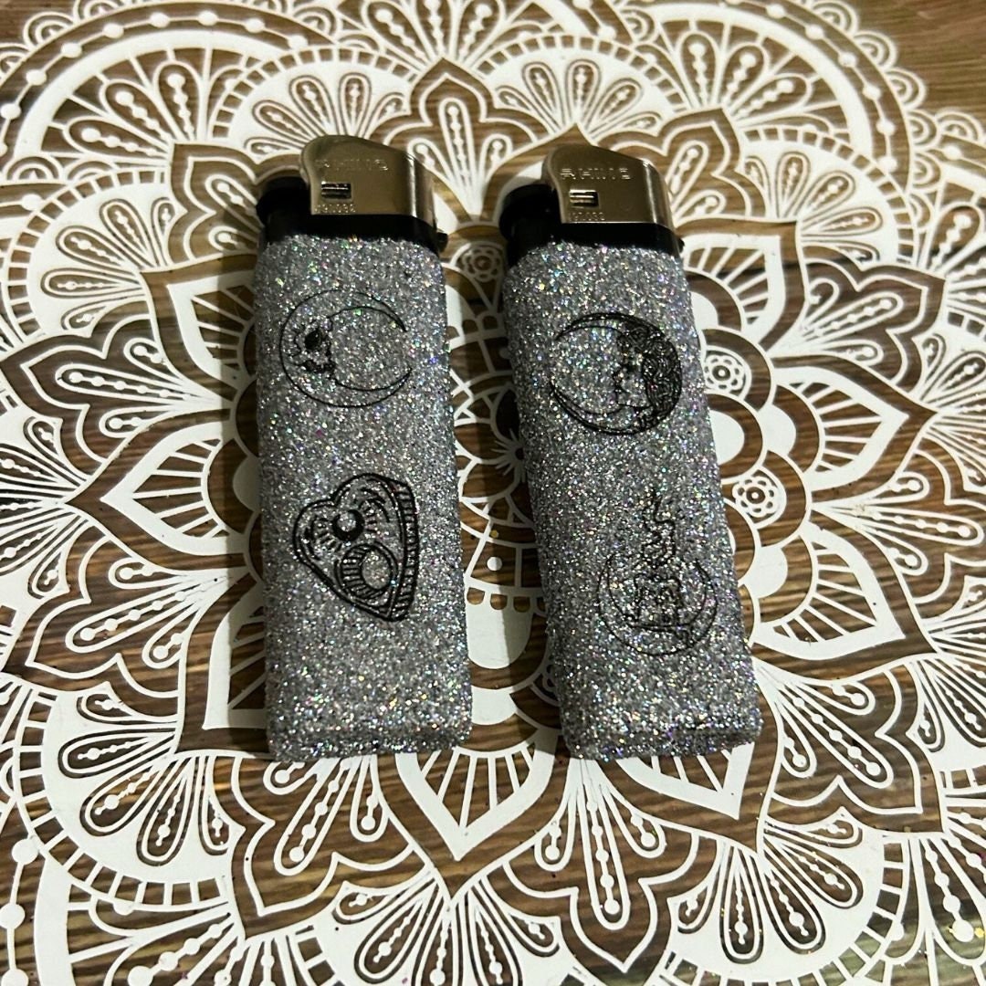 Glitter Gothic Lighters, Decorated Disposable Lighters With Moons ...