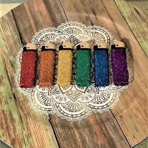 Rainbow Lighter Set, Custom Glitter Lighters, Personalized Candle ...
