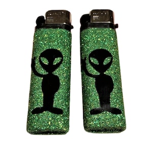 Alien Lighter Set, Green Glitter Lighter, Extraterrestrial Disposable ...