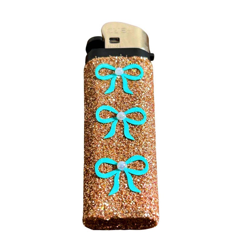 Gold Bow Lighter Set, Bling Lighting Tools, Turquoise Bow & Pearl ...