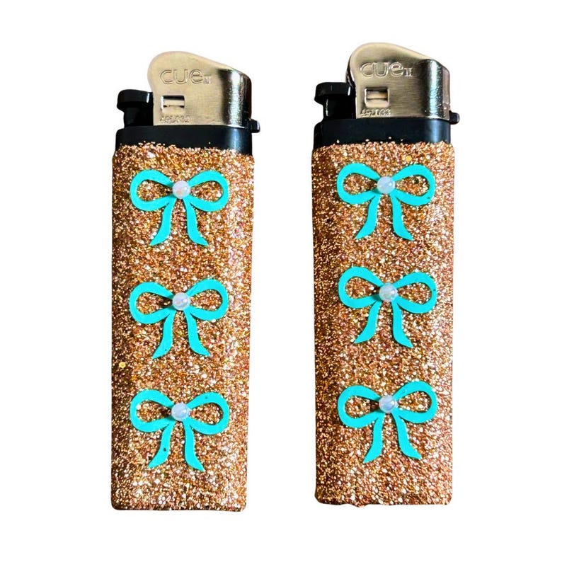 Gold Bow Lighter Set, Bling Lighting Tools, Turquoise Bow & Pearl ...