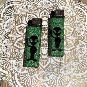 Alien Lighter Set, Green Glitter Lighter, Extraterrestrial Disposable ...