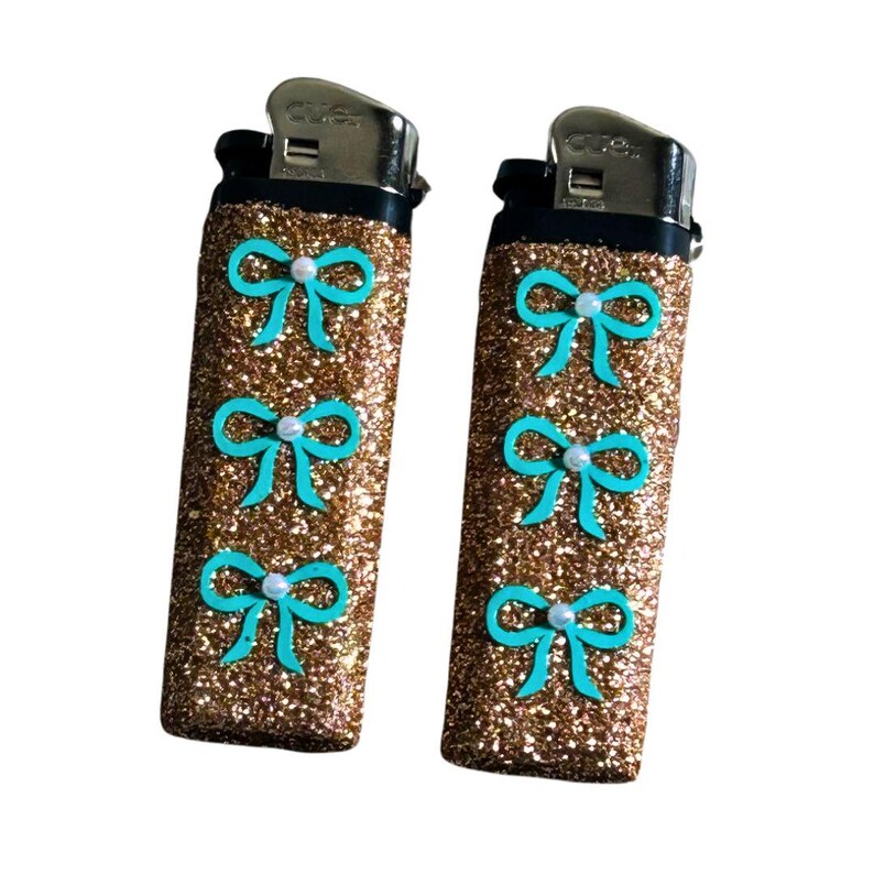 Gold Bow Lighter Set, Bling Lighting Tools, Turquoise Bow & Pearl ...