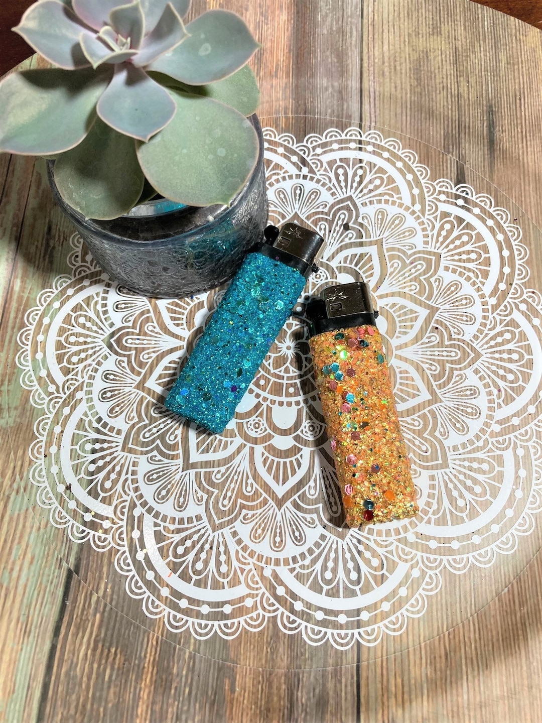 Tropical Disco Glitter Lighters, Glam Lighter Set, Disposable Decorated ...