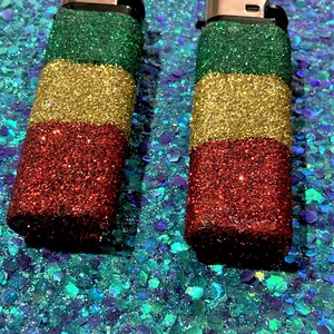 Rasta Glitter Lighter Set, Decorated Disposable Lighters, Unique Party ...