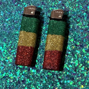 Rasta Color Glitter Lighters, Custom Decorated Disposable Lighters ...