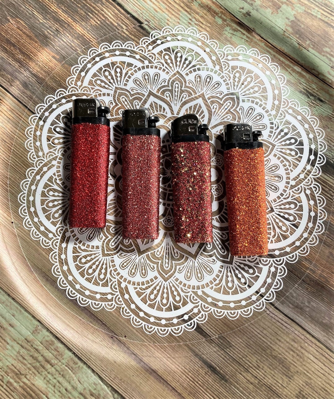 Bestselling Red Glitter Decorated Lighters Set of 4: Novelty Candle ...