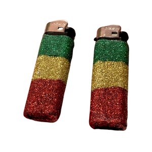 Rasta Color Glitter Lighters, Custom Decorated Disposable Lighters ...