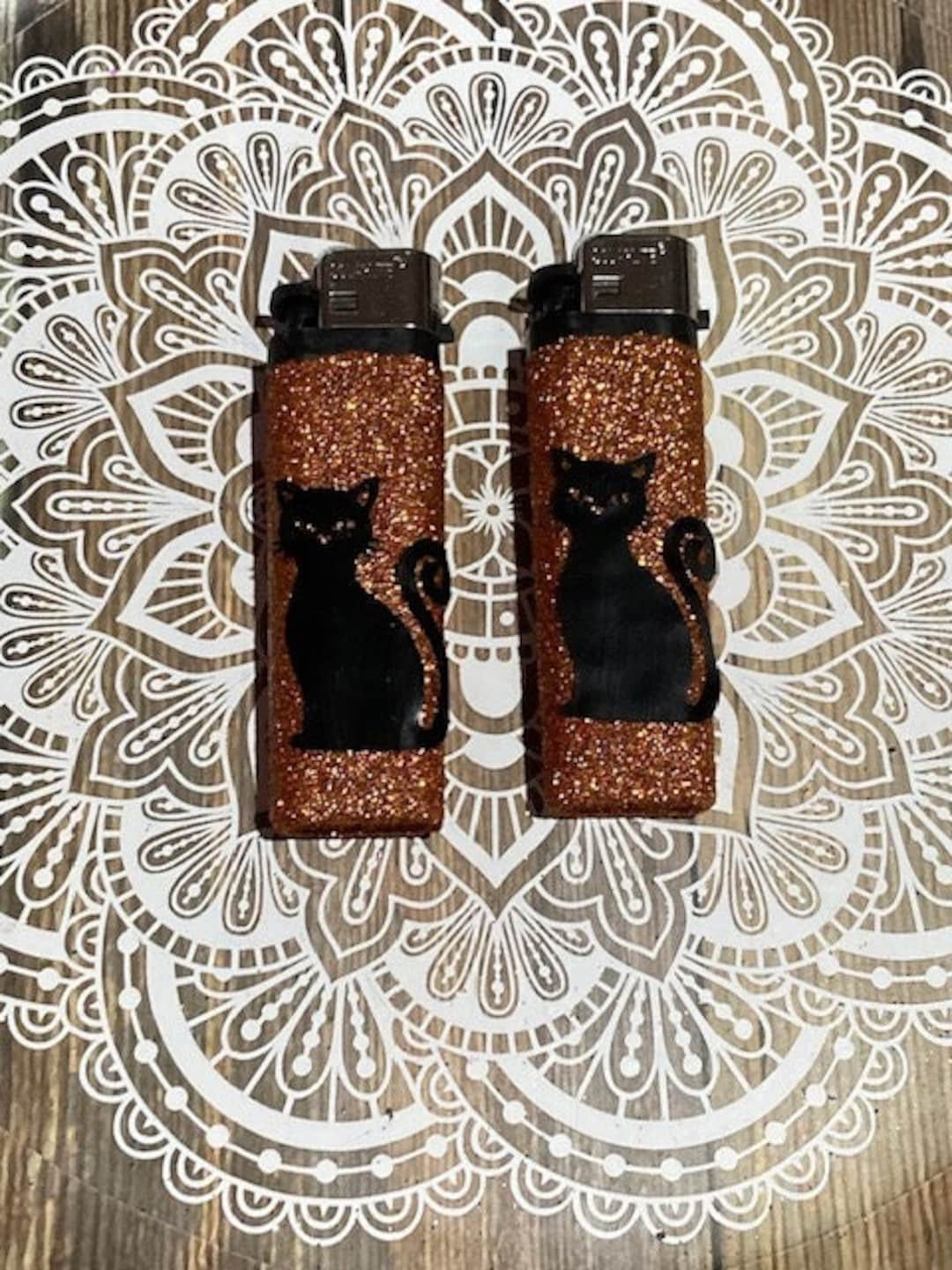 Fall Cat Lighters, Lighter With Cat, Autumn Decorated Lighters, Thanksgiving Favors, Candle ...