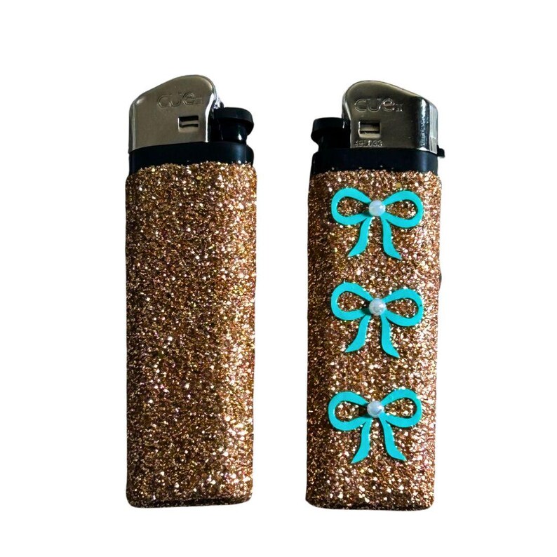 Gold Bow Lighter Set, Bling Lighting Tools, Turquoise Bow & Pearl ...