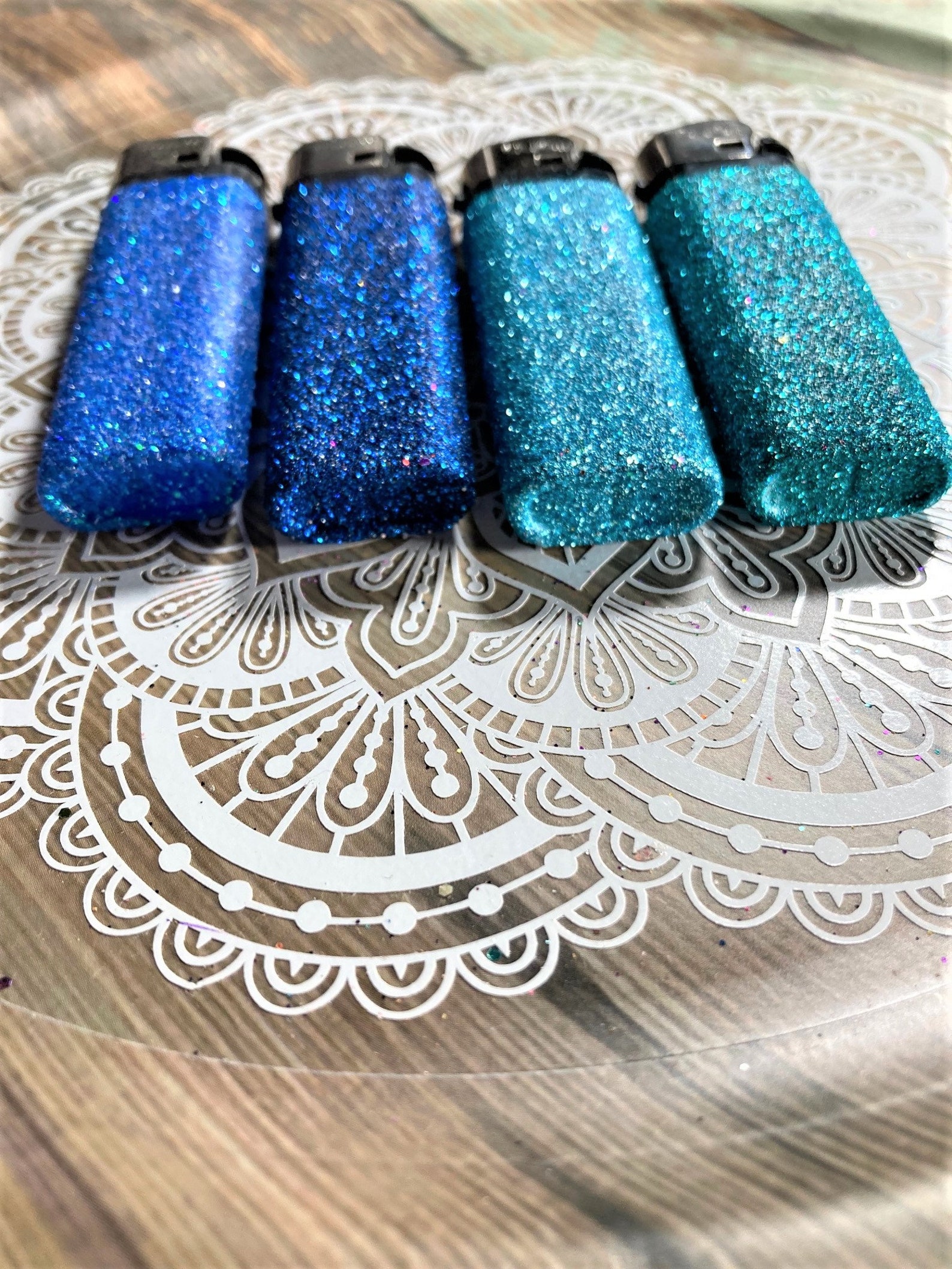Bestselling Blue Glitter Lighter Set, Fun Ocean Glam Disposable ...