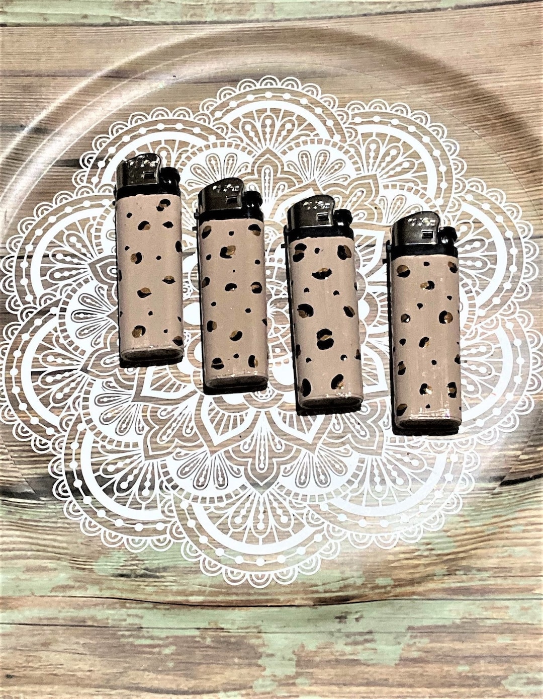 Leopard Print Hand Painted Lighter, Animal Print Decorated Burner ...