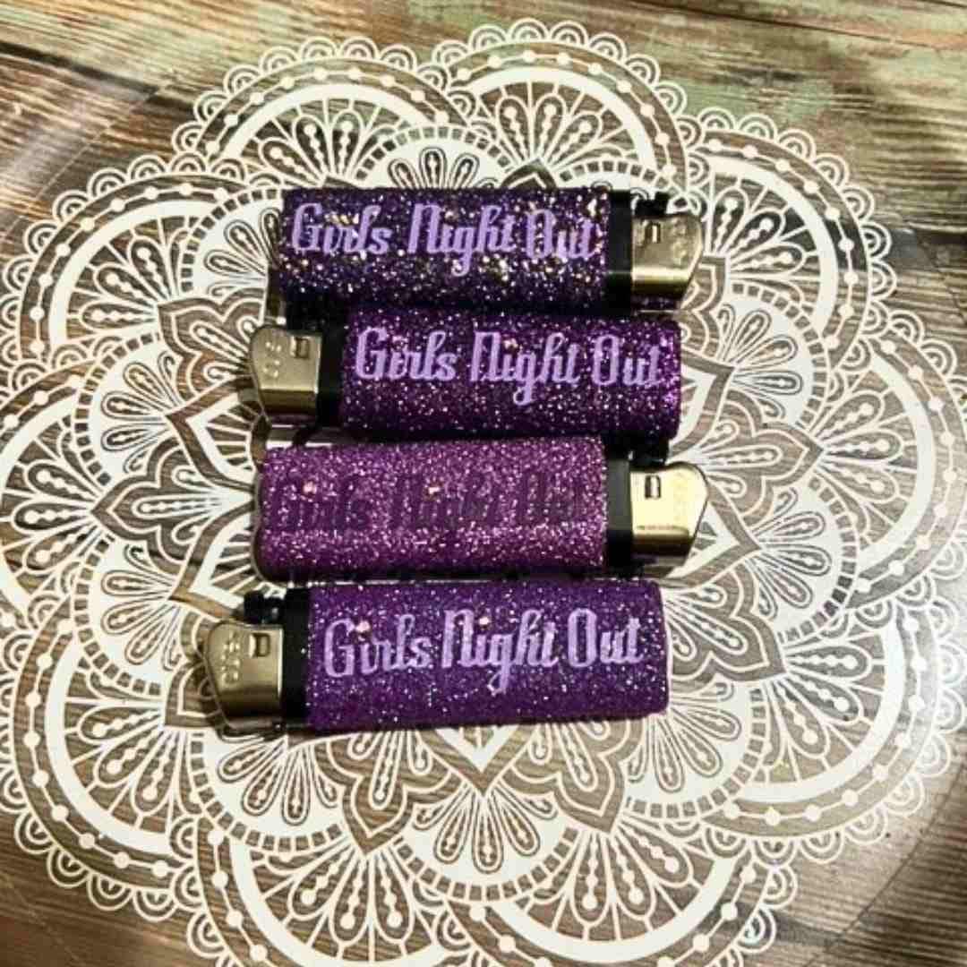 Girls Night Out Purple Glitter Lighter Set, Glam Lighter Set of 4 ...