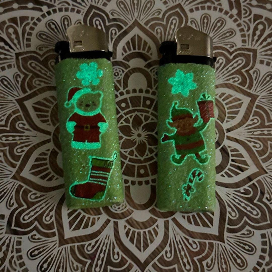 Glow in the Dark Holiday Glitter Lighters, Festive Lighter Set ...