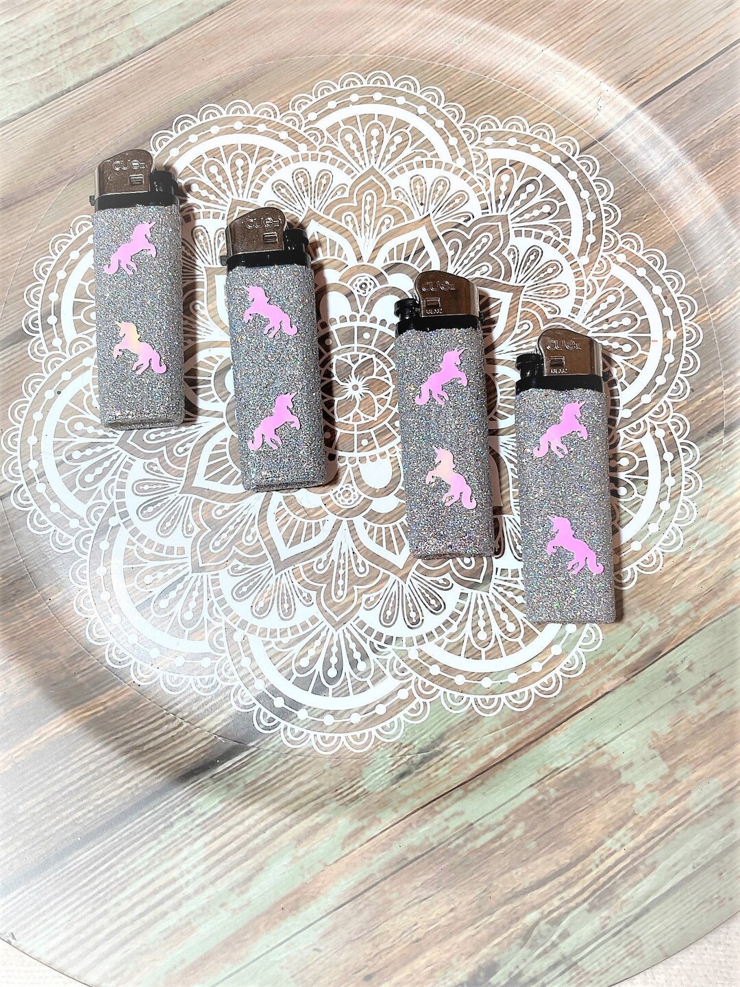 Unicorn Lighters, Holographic Glitter Lighter, Personalized Lighter Set ...