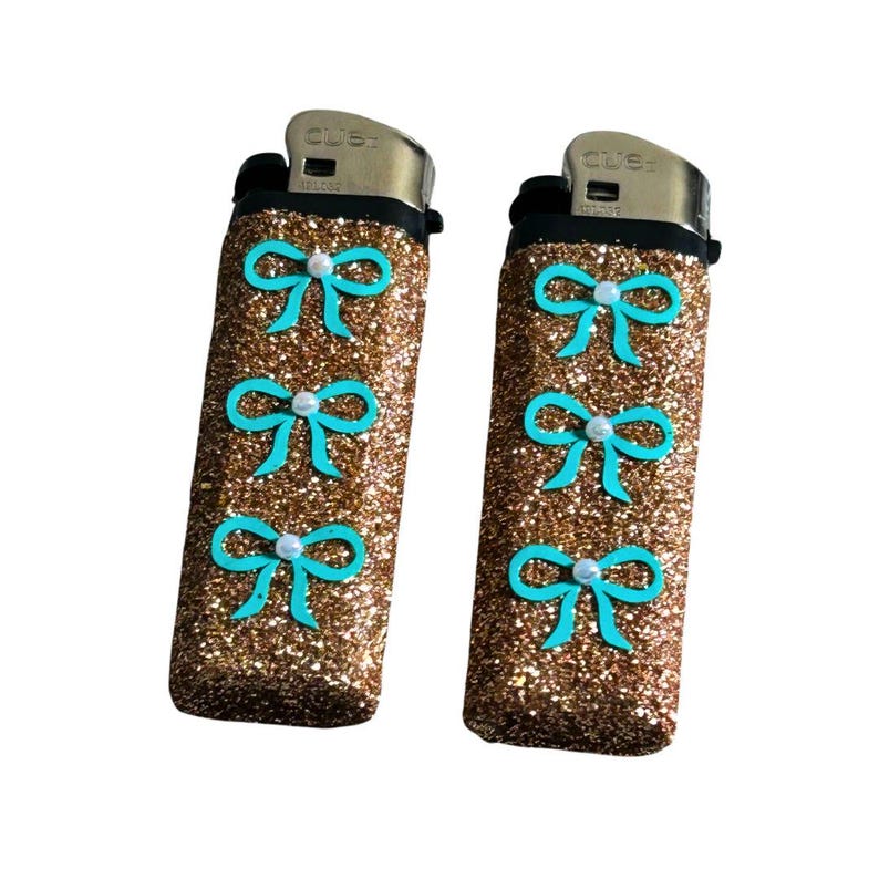 Gold Bow Lighter Set, Bling Lighting Tools, Turquoise Bow & Pearl ...
