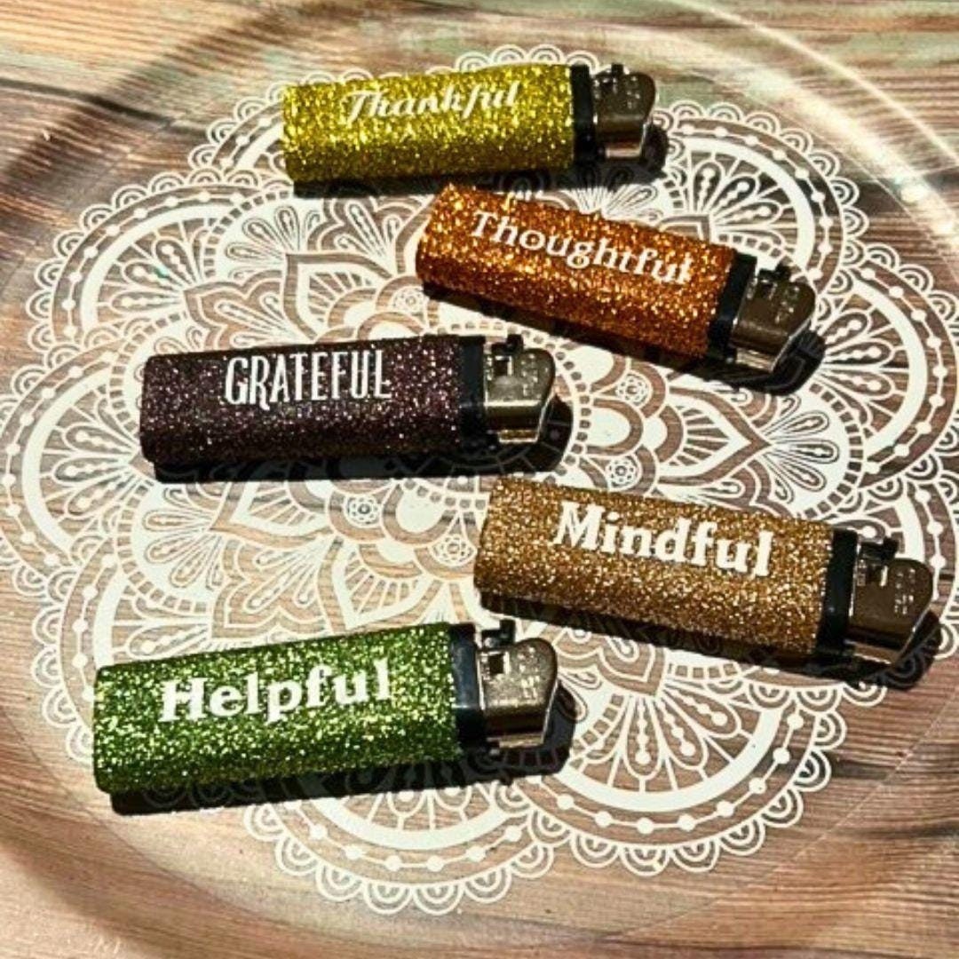 Festive Fall Positive Affirmation Lighters, Thankful Glitter Set ...