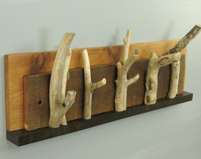 Sculptural Driftwood Key Holder, Drift Wood Wall Mounted Coat Rack ...