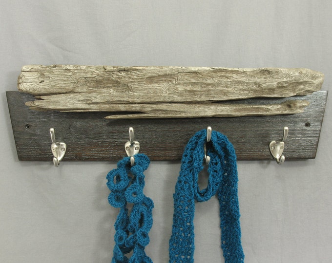 Sculptural Driftwood Coat Rack; Rustic Drift Wood Key and Coat Holder ...