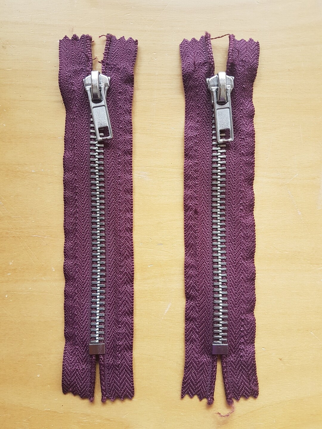 Plum / Deep Burgundy / Red Silver Metal Zip Chunky Heavy 4.5 Inch ...