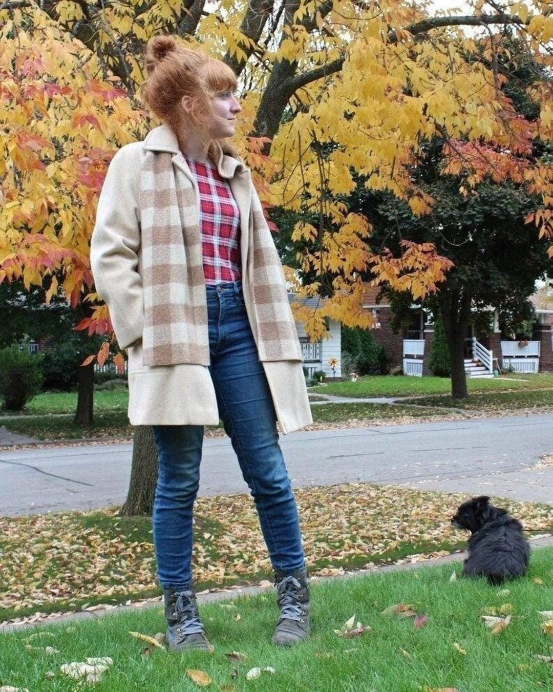 80s Parka Coat 2 Piece Checker SCARF Vintage Wool Heather Tan - Etsy