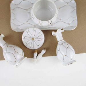 Vintage Japanese Dresser Vanity Set - White With Gold Detailing ...