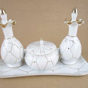 Vintage Japanese Dresser Vanity Set - White With Gold Detailing ...