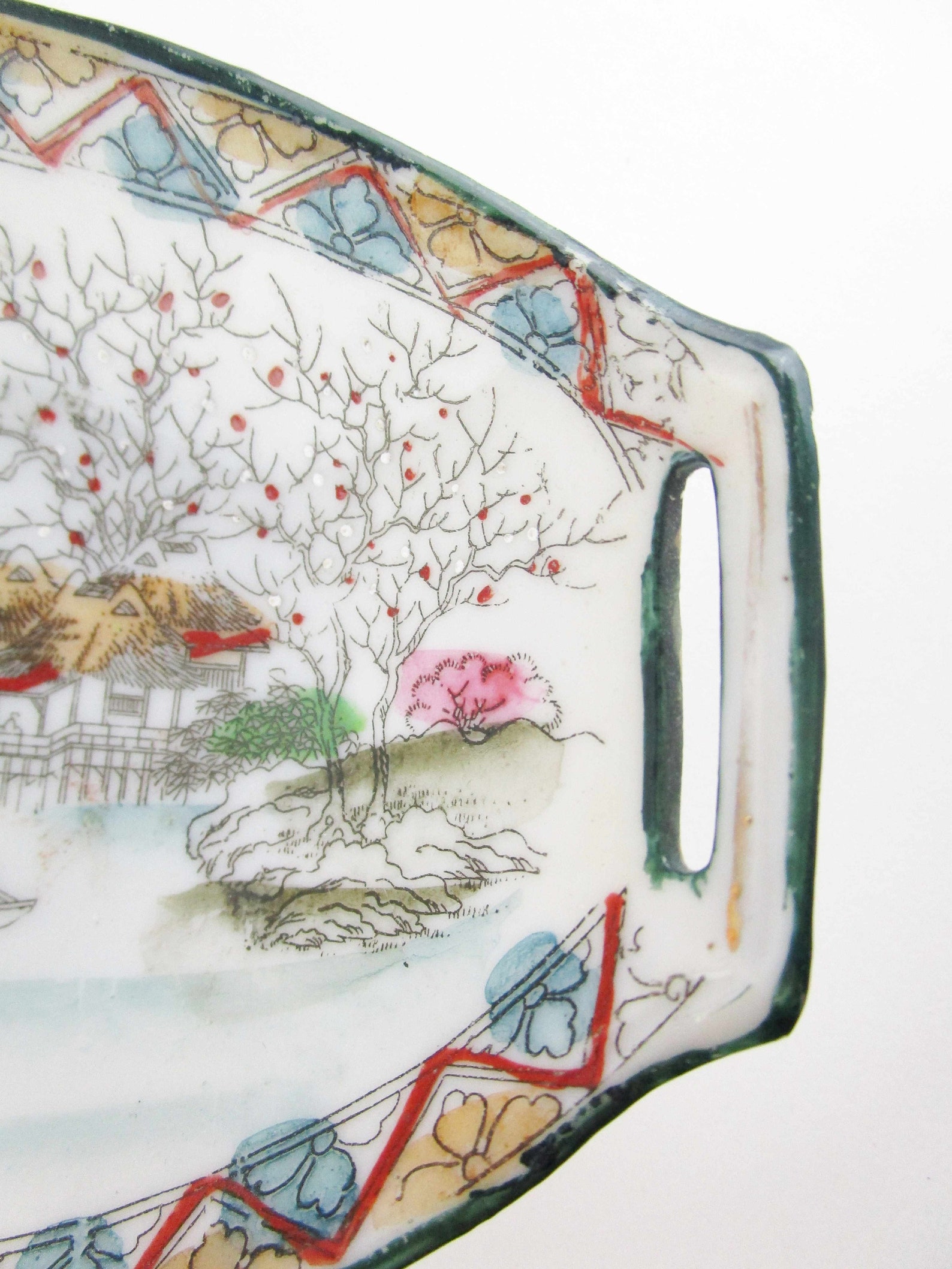 Hand-painted Porcelain Boat-shape Bowl Scooped Ends With | Etsy