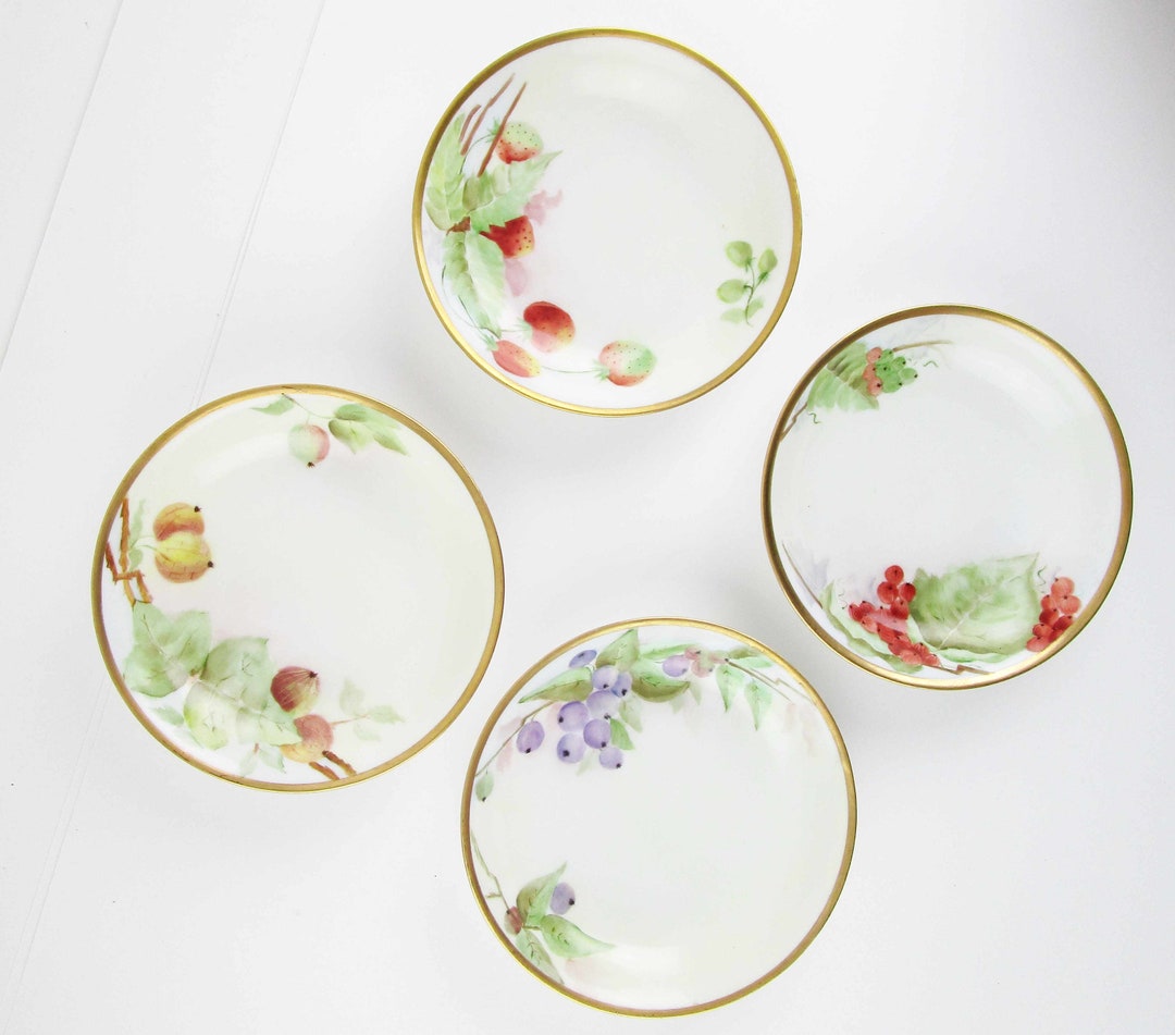 Four Bavarian Hand-painted Small Bowls - Small Porcelain Berry Bowls ...