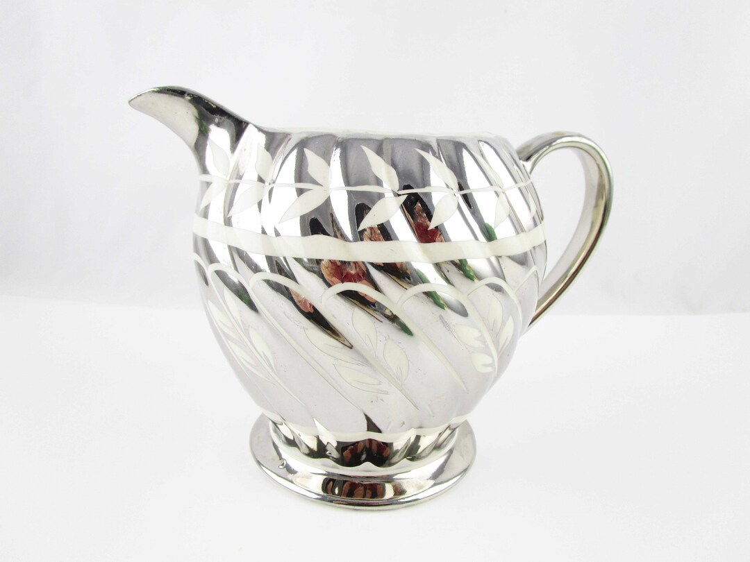 A 'sadler' Milk Pitcher - Silver and White - Swirled Shape - 28 Oz ...