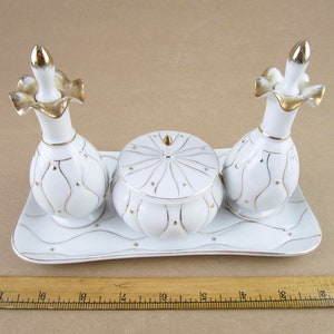 Vintage Japanese Dresser Vanity Set - White With Gold Detailing ...