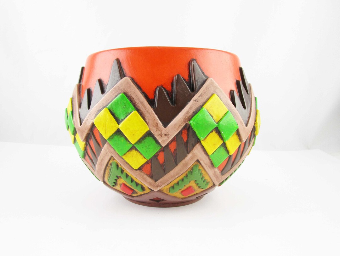 Vintage Southwestern Ceramic Planter Pot - Hand-painted 'atlantic Mold ...