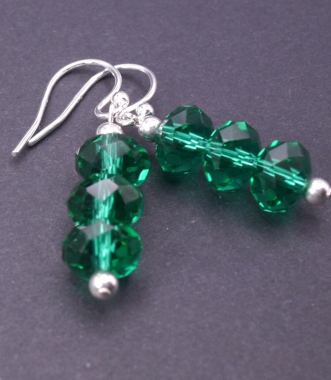 Emerald Green Crystal Drop Earrings, Sterling Silver, May Taurus ...